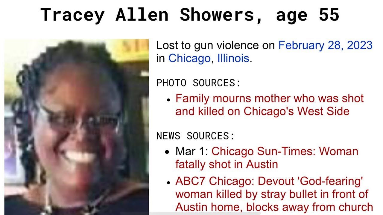CHICAGO, ILLINOIS FEB 28, 2023, TRACEY ALLEN SHOWERS 55 SHOT KILLED BY ...