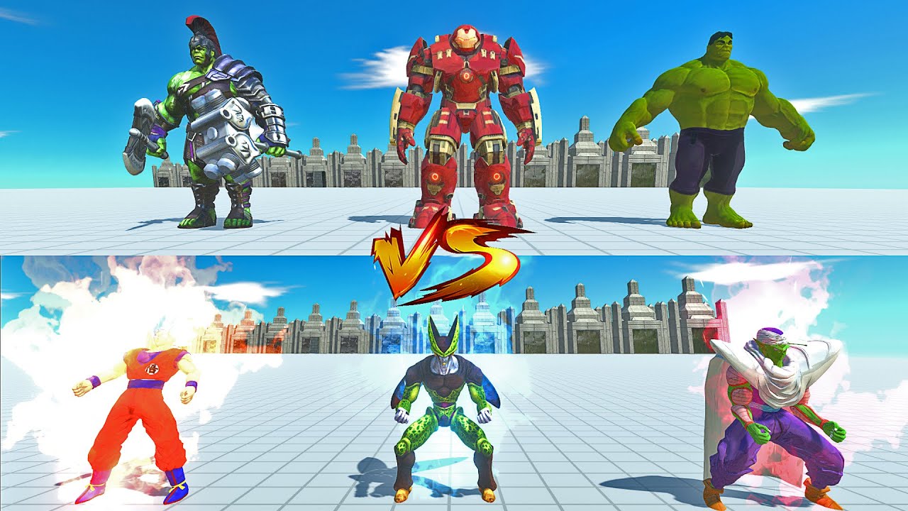 X3 HULK VS GOKU + CELL PERFECT VS PICCOLO - Animal Revolt Battle ...