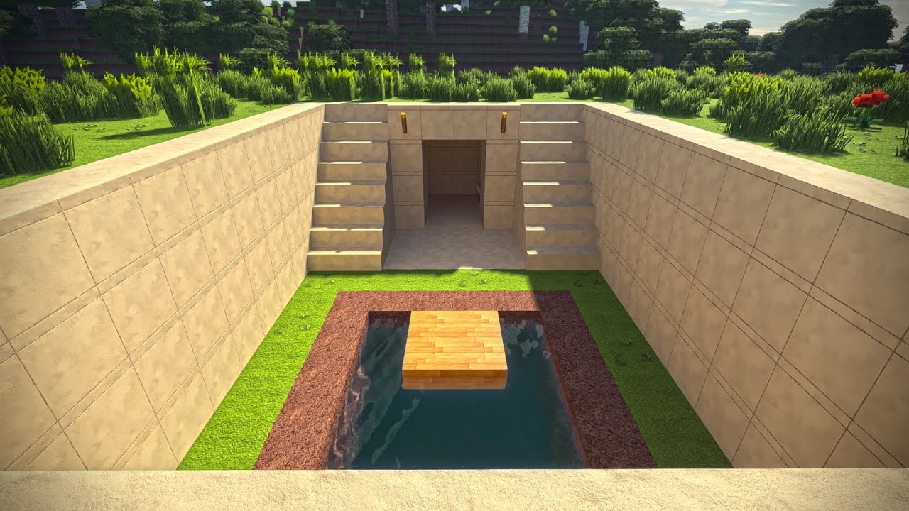 Minecraft Realistic Graphics - Building Underground Swimming Pool House ...