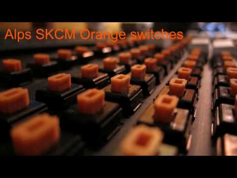 Clicky Alps SKCM Orange switches - Apple M0115 keyboard - YouTube
