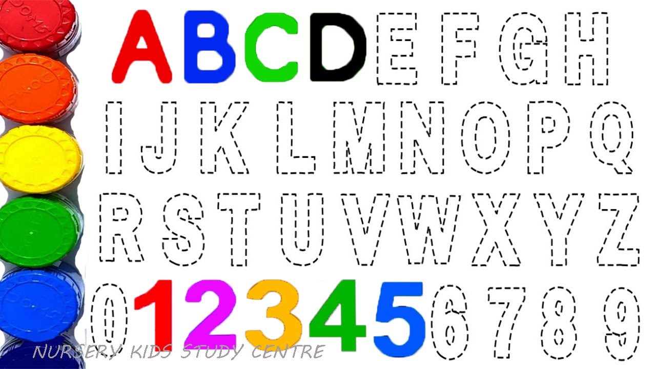 A to Z Alphabet for kids, writing along dotted lines for toddlers, 123 ...