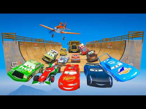 Cars Extreme Ramp Jump Challenge McQueen The King Chick Hicks Storm Mack Fritter Colossus & Friends