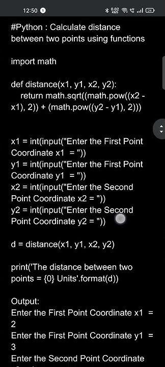 Python Program : Calculate distance - YouTube