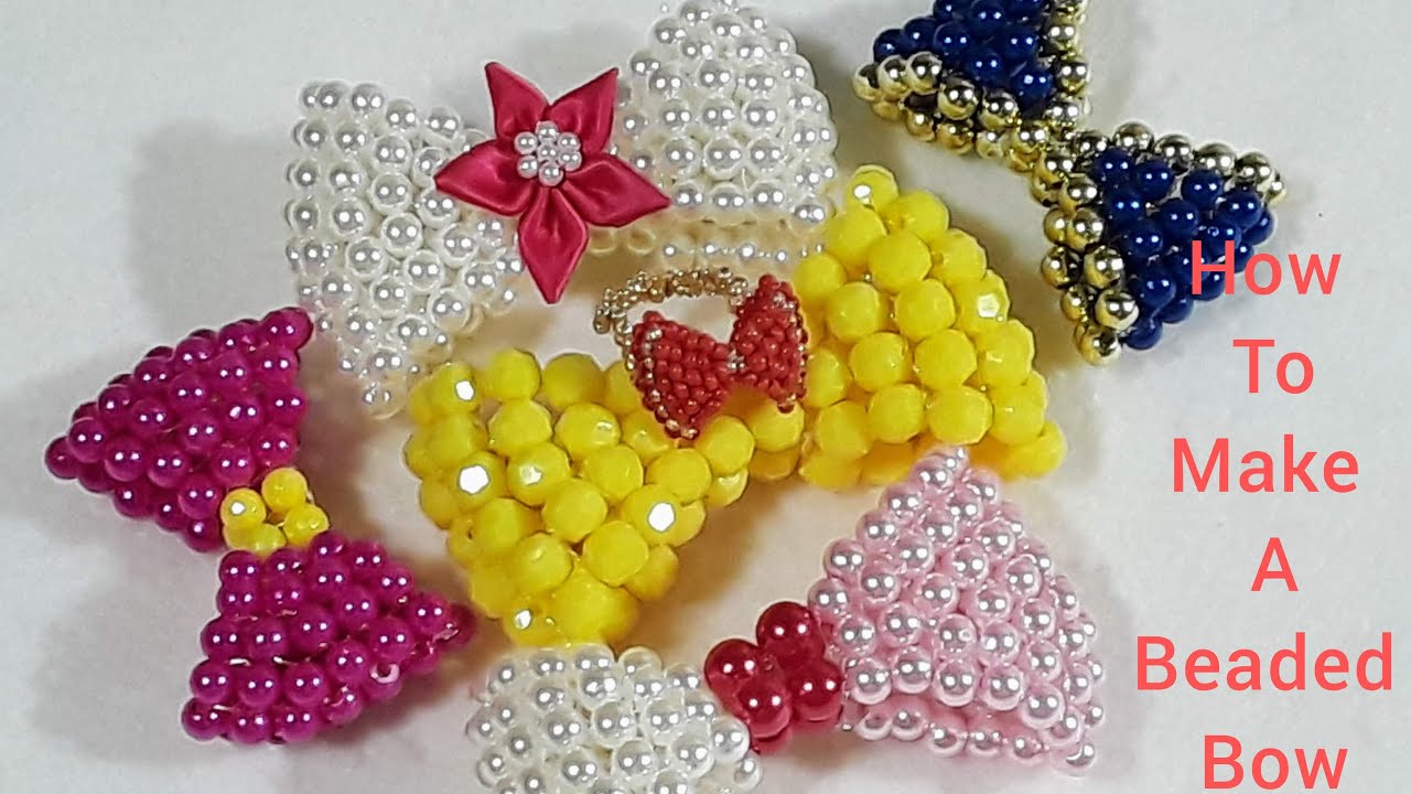 HOW TO MAKE A BEADED BOW// HOW TO MAKE A BEADED BOW BROOCH//BEADED BOW ...