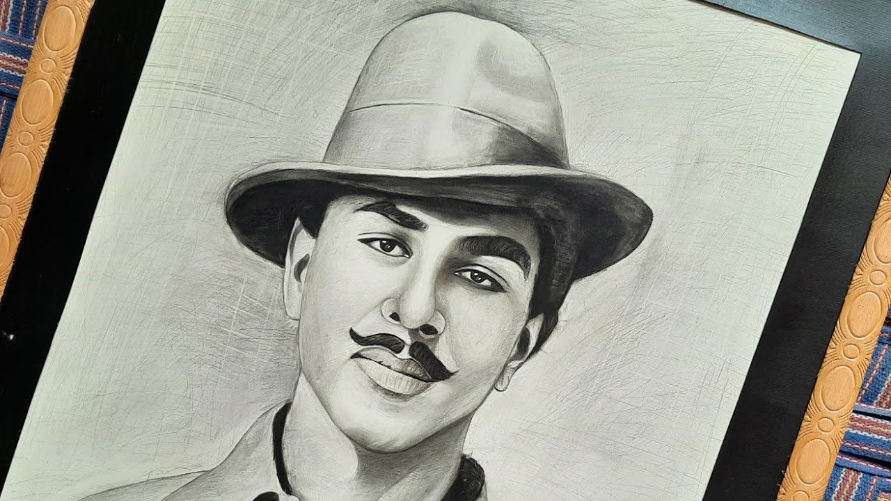 How to draw Bhagat Singh Face Shading Bhagat Singh Potrait Drawing ...