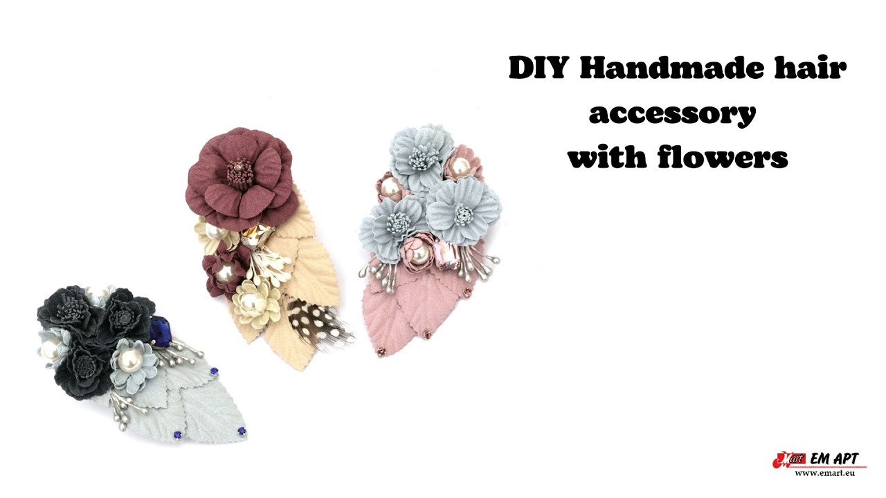 Handmade hair accessory with flowers - YouTube