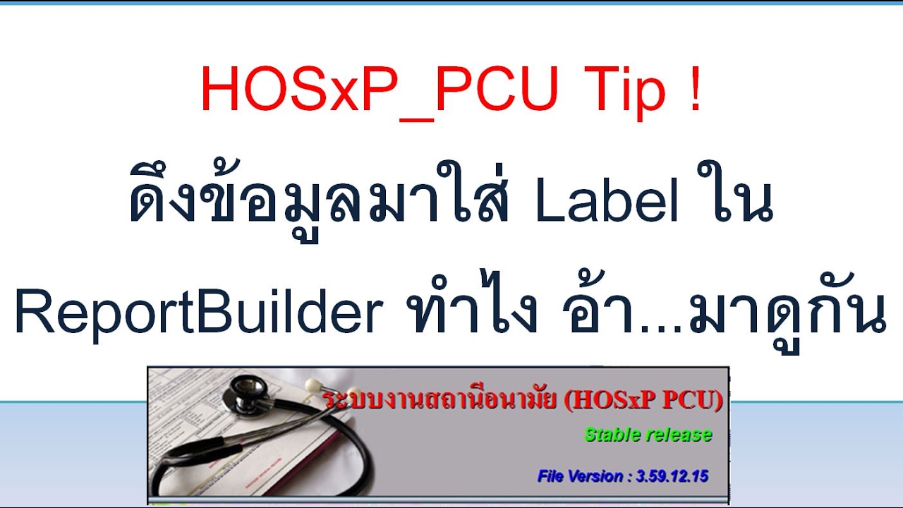 HOSxP_PCU Tip ! ดึงข้อมูลมาใส่ Label ใน ReportBuilder ทำไง อ้า...มาดู ...