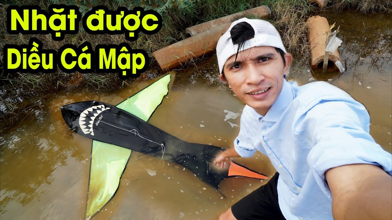 Thả Diều Cá Mập 2021 nhặt được con Diều Cá Mập Đen Cực Đẹp dưới ao ...