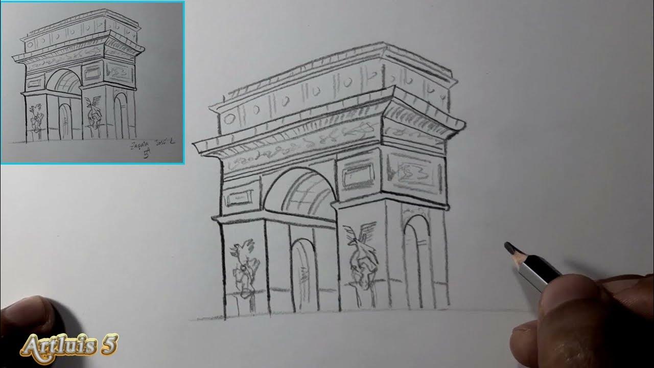 Comment dessiner l'Arc de Triomphe à Paris - YouTube
