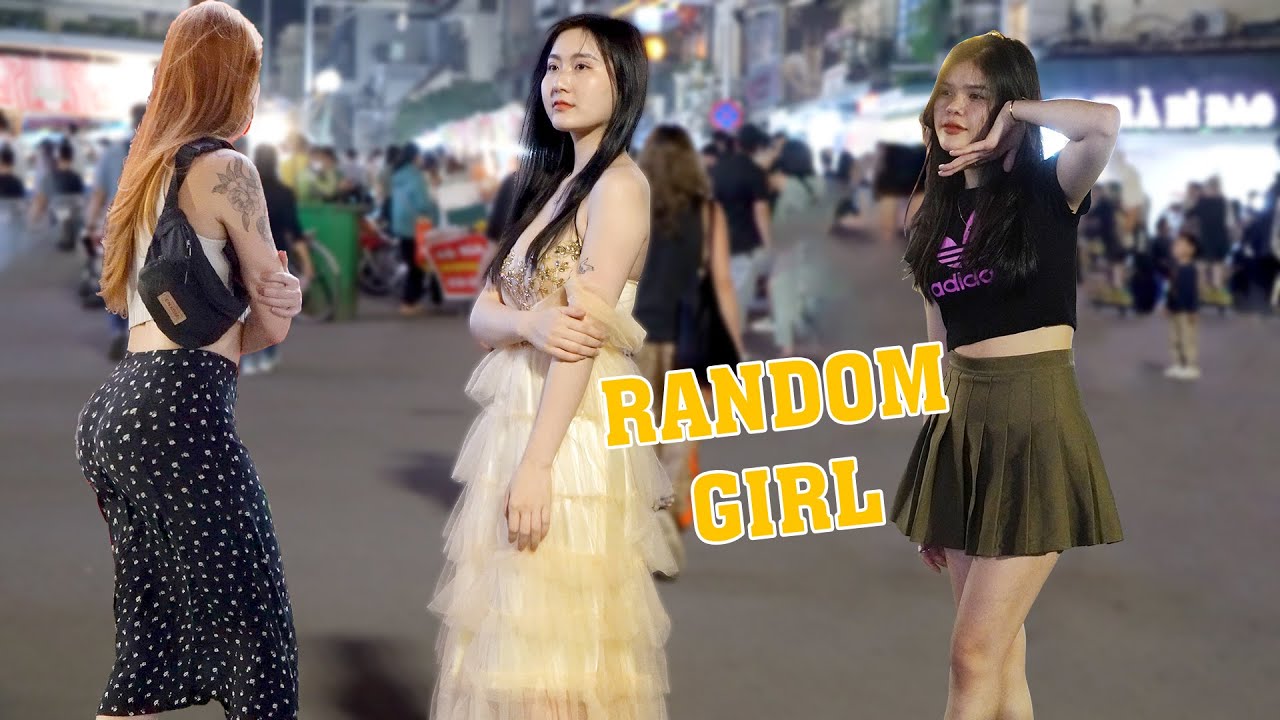 [4k] 🔥 RANDOM GIRLS ON THE STREET 🔥 HANOI City Nightlife Street Scenes ...
