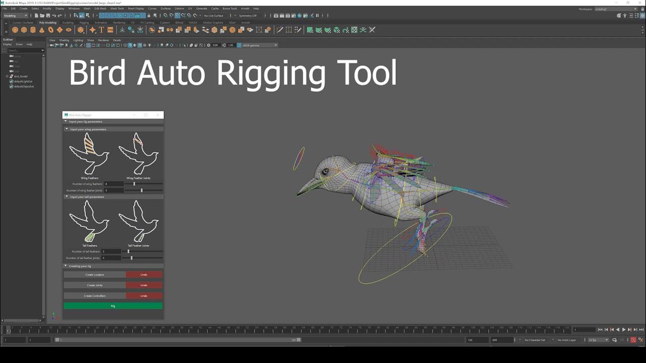 Auto bird rigging tool （python） - YouTube