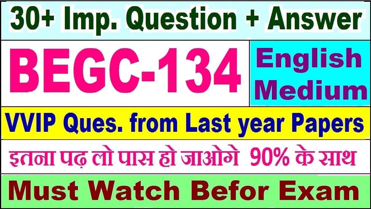 BEGC 134 important questions with answer | begc 134 Previous Year ...