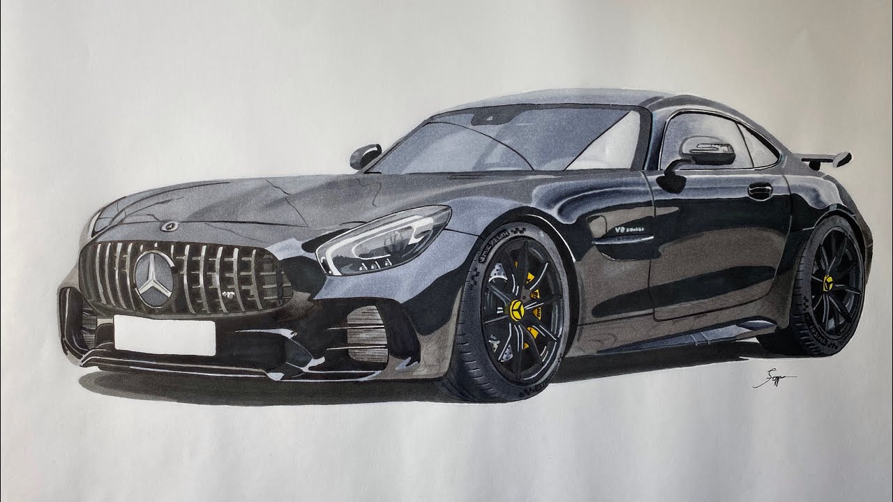 Mercedes AMG GT-R | Timelapse Drawing - YouTube