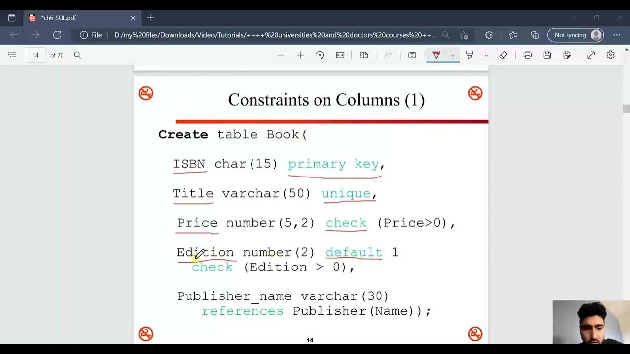 chapter 6 part 4 specifying constraints in SQL - YouTube