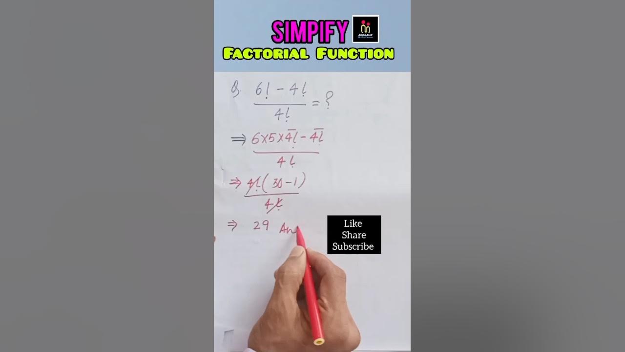 Simplify Factorial Function |Factorial | #shortsfeed#shorts #ytshorts# ...