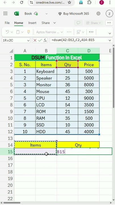 Dsum Formula In Excel | Excel Formula | Dsum Function | Excel World - YouTube