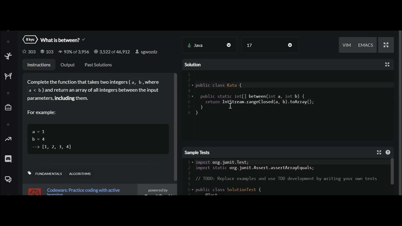 What is between? - Codewars - 8 Kyu (JAVA) - YouTube