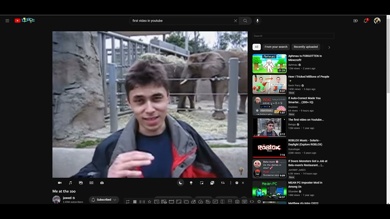 Youtube's First video "me at the zoo" Turns 18 years old! - YouTube