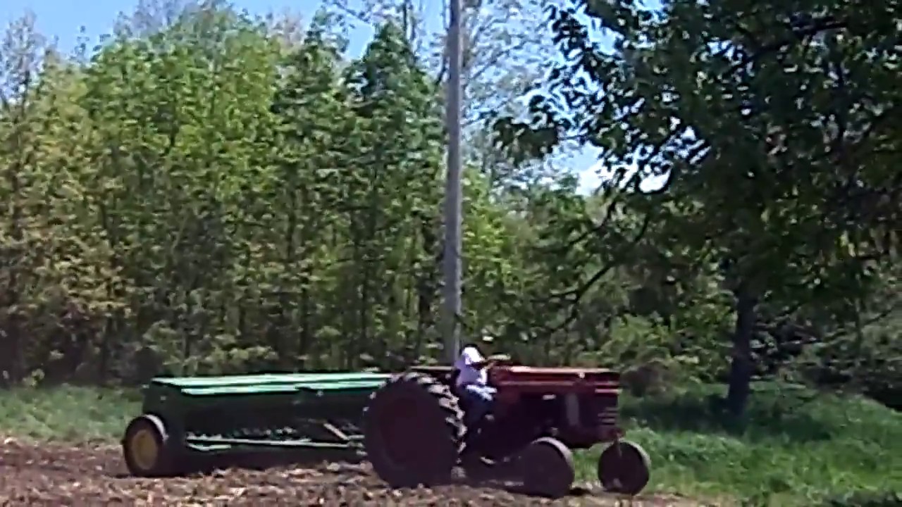 Bean test plot with John Deere grain drill - YouTube