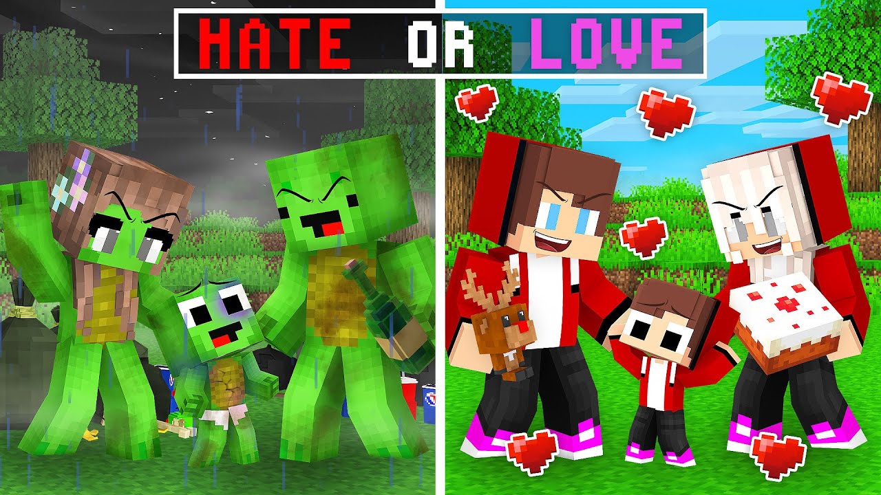 HATE or LOVE Mikey Family vs JJ Family in Minecraft (Maizen) - YouTube