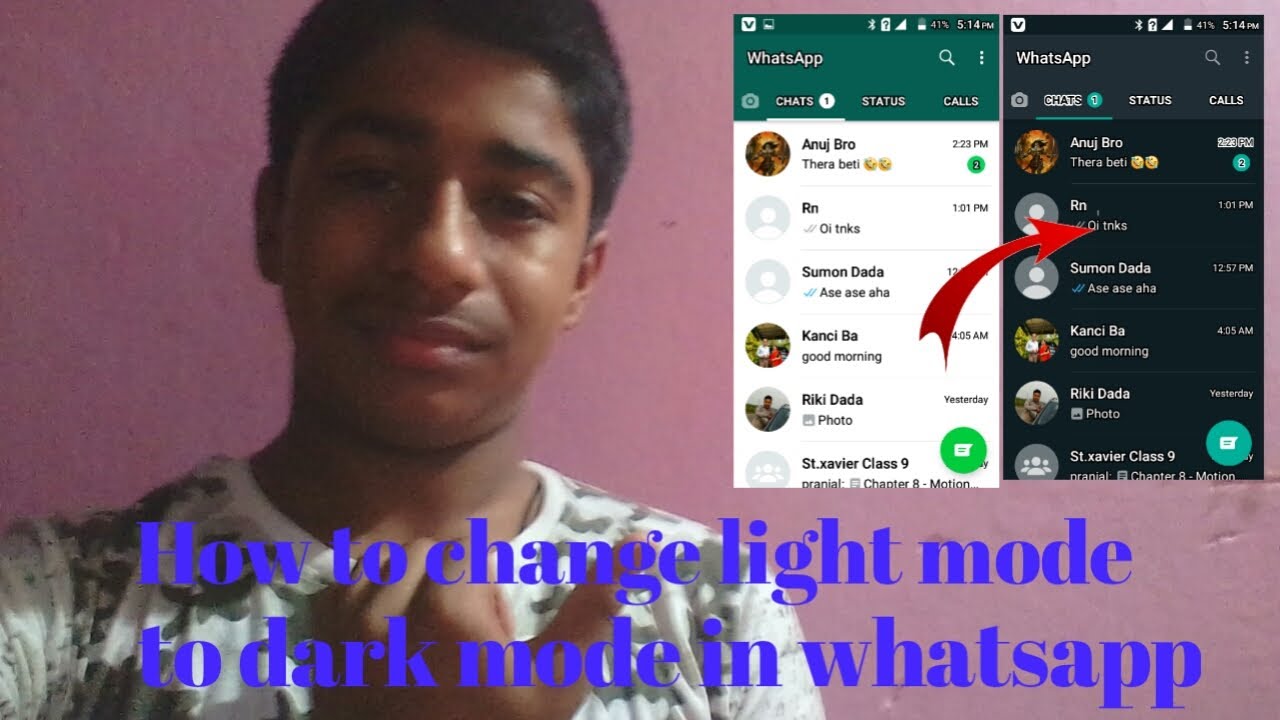 How to change light mode to dark mode in whatsapp - YouTube