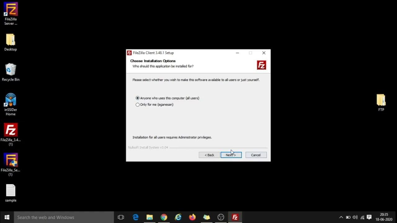 Filezilla FTP server installation code - YouTube