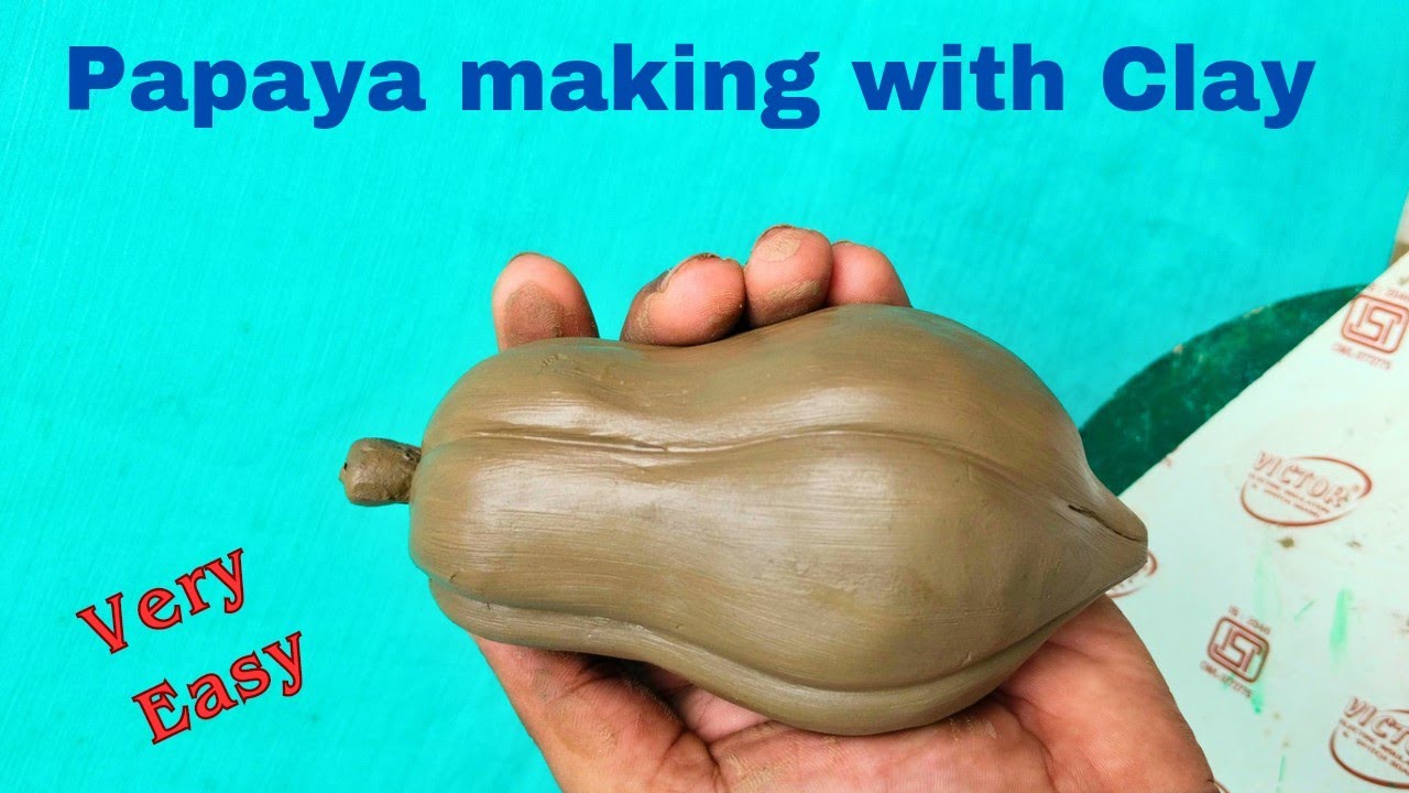 Papaya making with Clay | Clay fruits modelling #fruit - YouTube