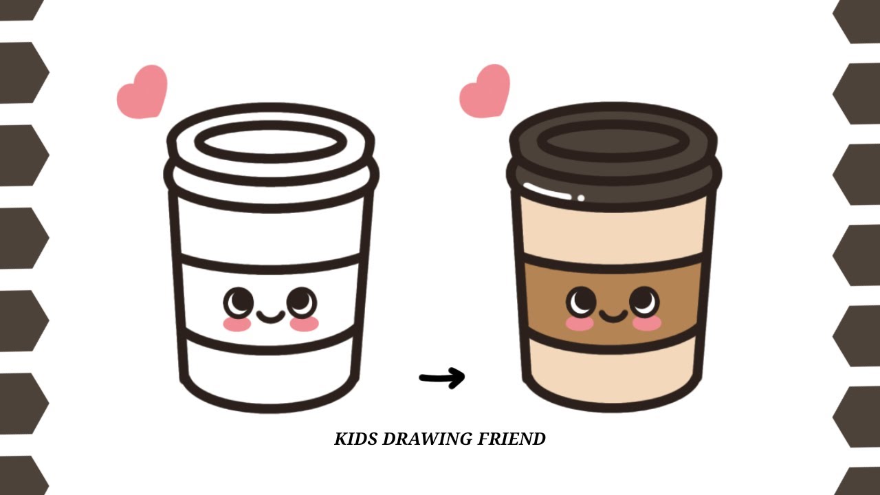 How To Draw and Color Easy Cute Coffee Cup Step by Step Tutorial for ...