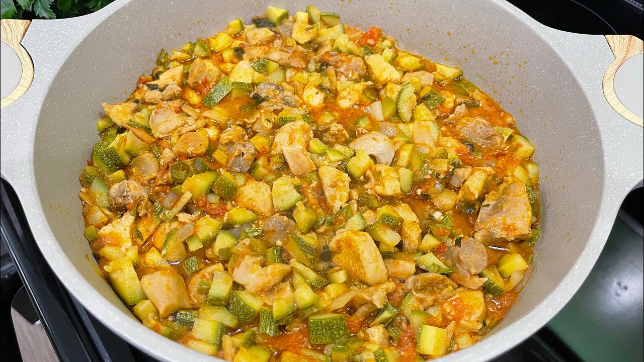 Calabacitas con pollo receta deliciosa y nutritiva! - YouTube