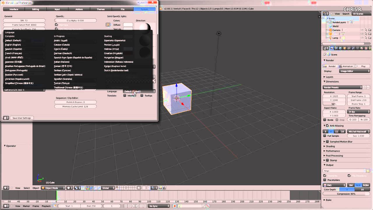 Blender: Sprache ändern - YouTube