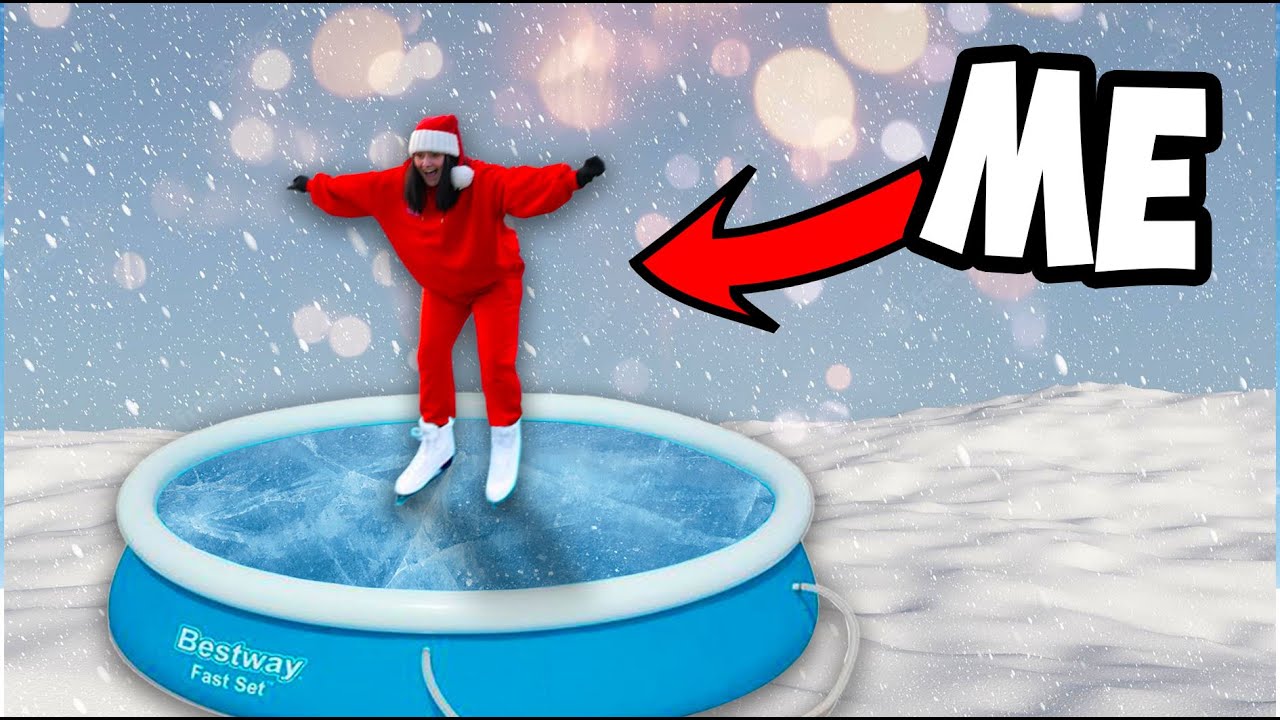 ICE SKATING ON MY SWIMMING POOL - YouTube