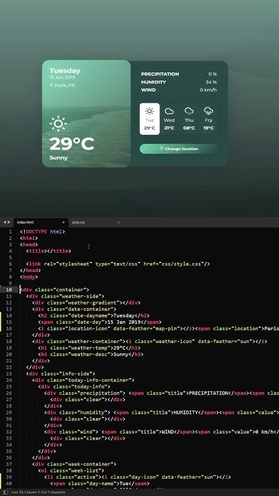 how to make weather app design using html css - YouTube