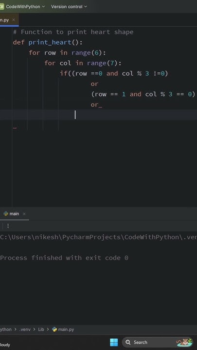 Heart Pattern In Python Coding Codewithpython Heartpattern Coding Programming
