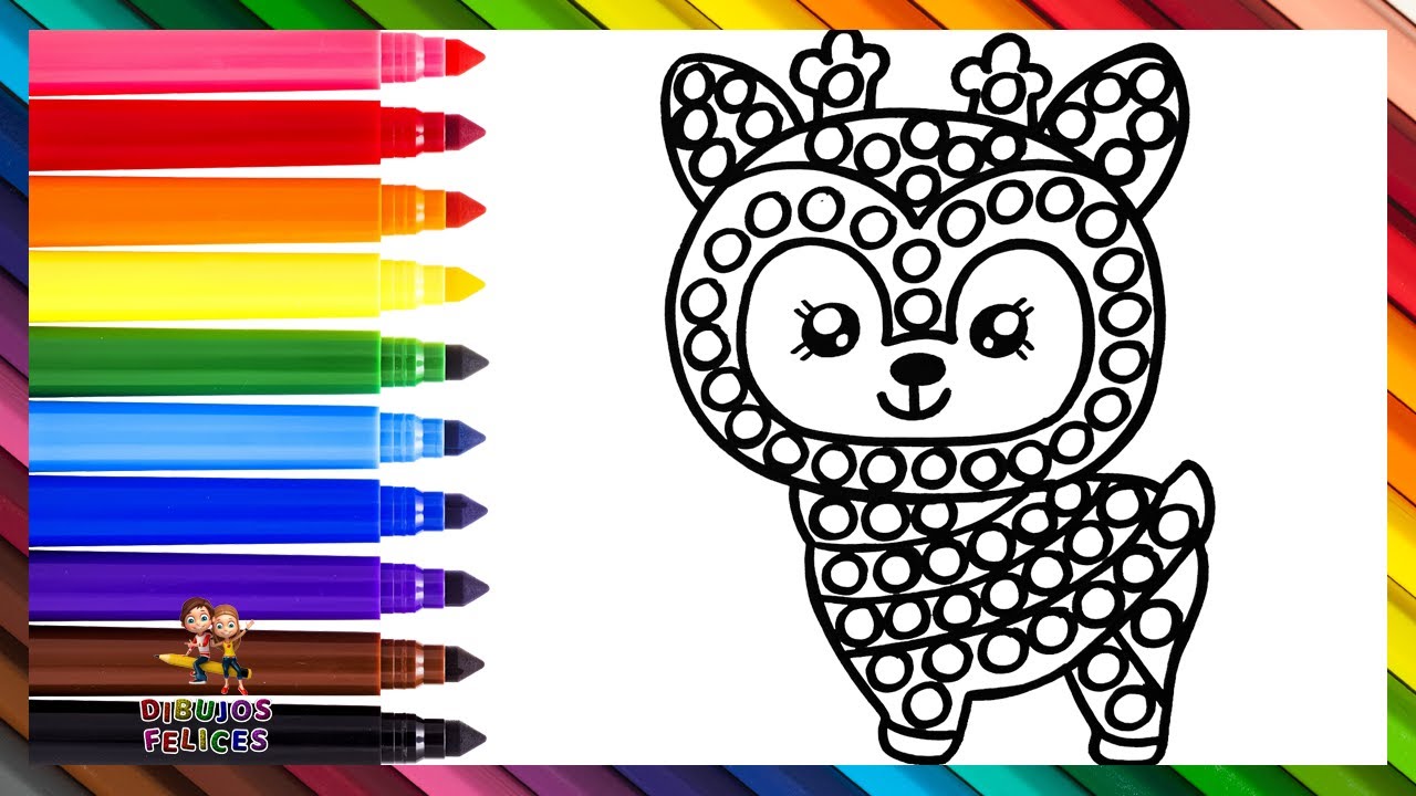 Dibuja y Colorea Un Lindo Reno POP IT 🦌🔴🟠🟡🟢🔵🟣🌈 Dibujos Para Niños - YouTube