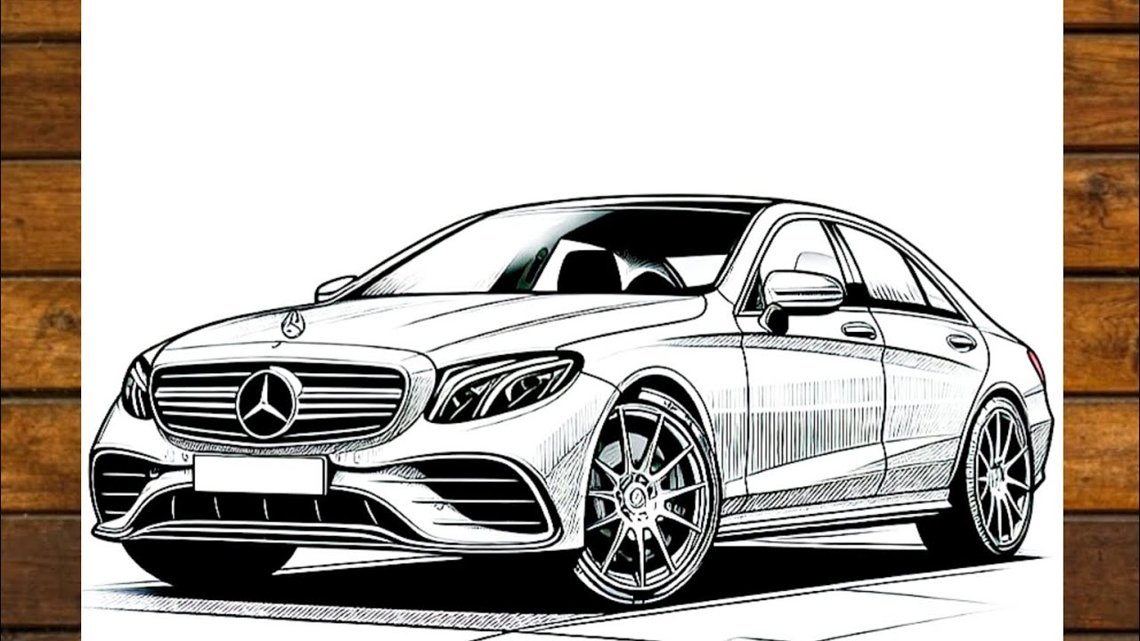 How to draw Mercedes Benz Car || Easy Car Drawing tutorial || Easy Car ...