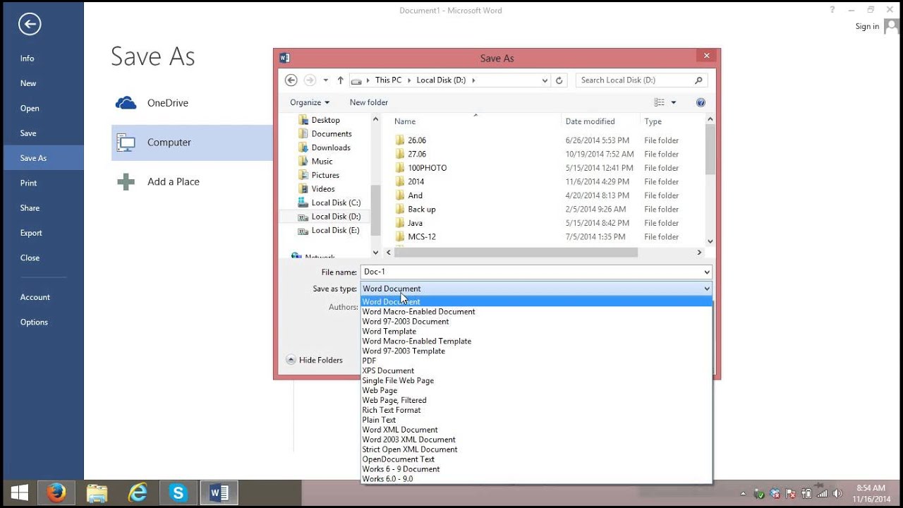 2 Learn MS Word 2013 How can Save and SaveAS Document - YouTube