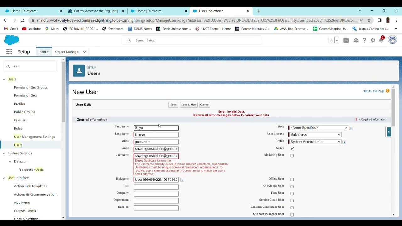Data Security Salesforce Trailhead Control Access to the Org - YouTube