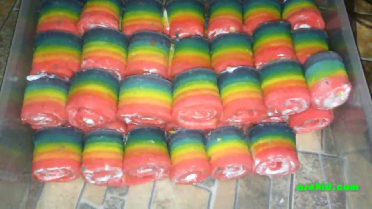 Cara membuat Rainbow Cake Gulung (Kue Pelangi) - YouTube