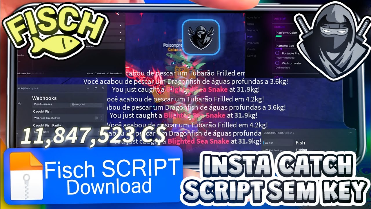 SCRIPT DE FISCH 🐟 COM INFINITE COIN FAST AUTO FISH DUPE AUTO SELL SEM ...