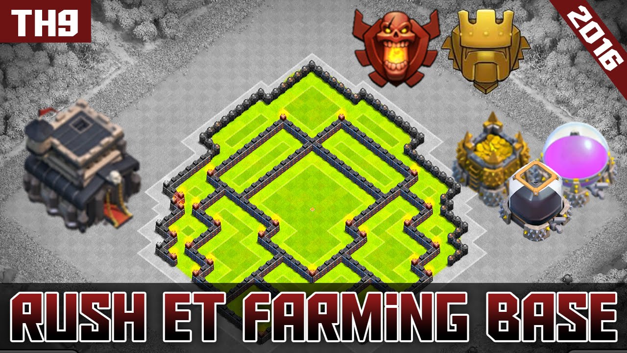 [COC] TH9 RUSH/FARM BASE - CHAMPION/TITAN | speed building + REPLAY ...