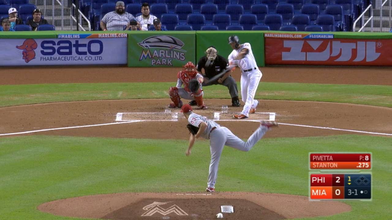 PHI@MIA: Stanton crushes his 30th homer to center - YouTube