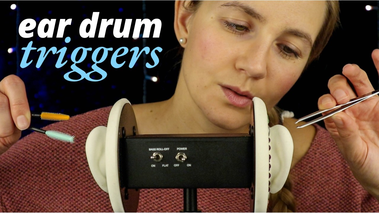 ASMR Binaural Ear Drum Triggers 👂 Massaging, Ear Scratching, Whispering ...