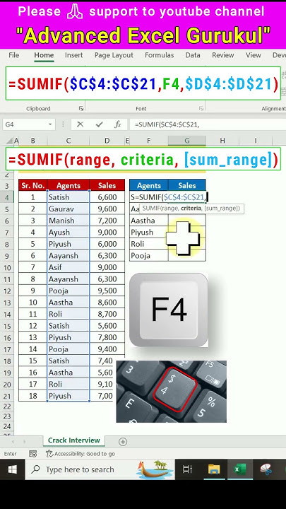 Excel Formula Tutorialadding Values With Sumif Shorts Shortsfeed Shortsvideo Excelshorts