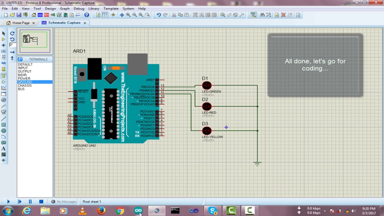 Arduino Tutorial How To Blinking Led In Proteus With Code Youtube