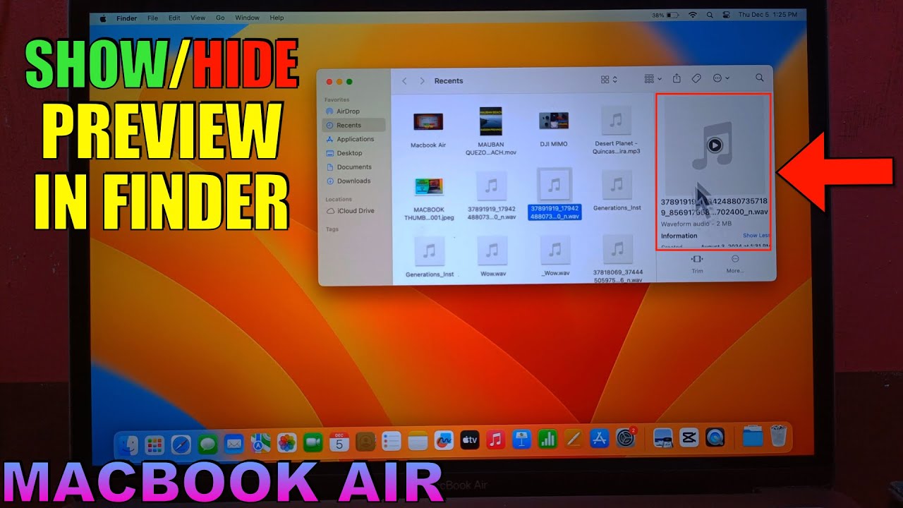 How to Show or Hide preview in finder on MACBOOK AIR - YouTube