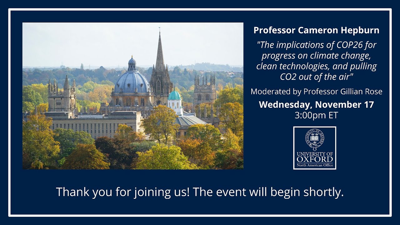 Post-COP26 talk and Q&A with Professor Cameron Hepburn - YouTube
