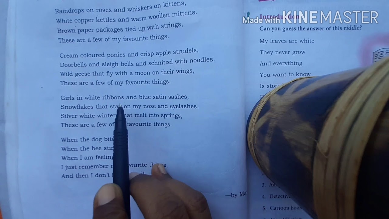My favourite things (Poem) Class 5th by Santosh Rani - YouTube
