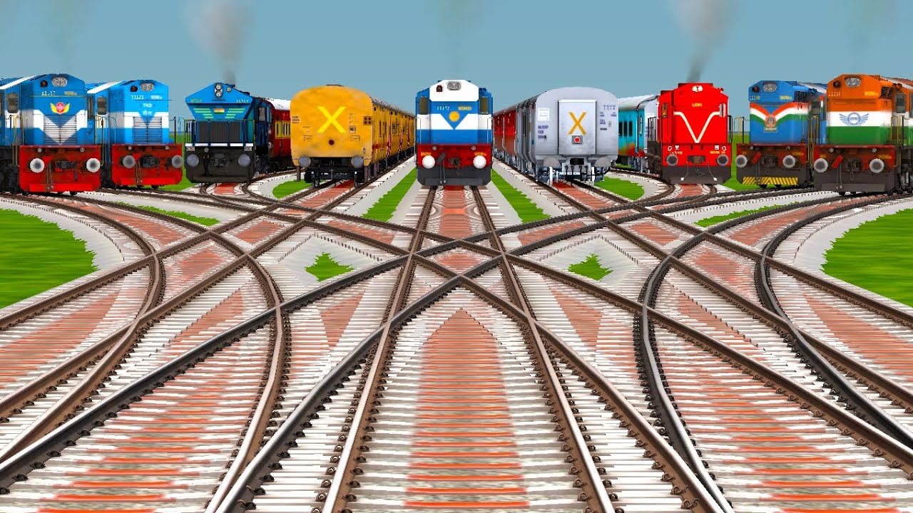 9️⃣ Super Fast Express and Freight Trains at Diamond Railroad Tracks ...
