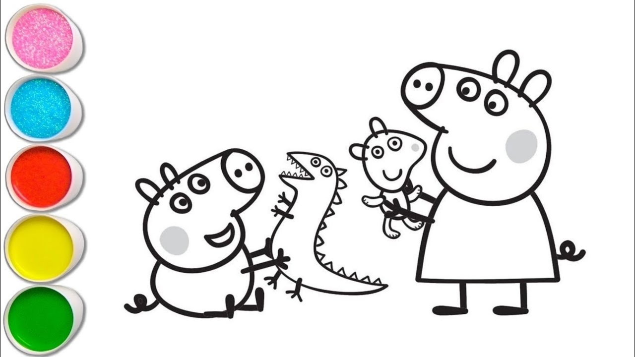 Draw and Color Peppa Pig and Her Family 🐷🐷🐷🐷🐷 ️ Drawings for kids - YouTube