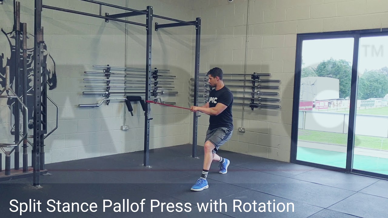 How to do a Split Stance Pallof Press with Rotation - YouTube